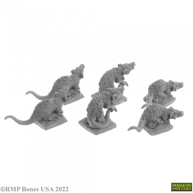 Reaper Mini Dungeon Dwellers: RM07031 Giant Tomb Rats (6)